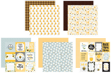 Honey Bee Scrapbook Paper 12x12 Inch - Bee Cardstock Paper with Bees ...