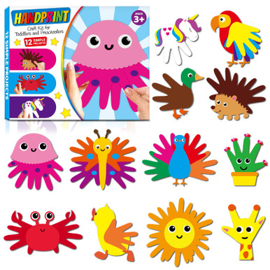ZOIIWA 12 Sets Arts and Craft Kit for Toddlers PreschoolersHandprint ...