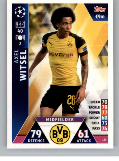 2018-19 Topps UEFA Champions League Match Attax #134 Axel Witsel Borussia Dortmund Official ...