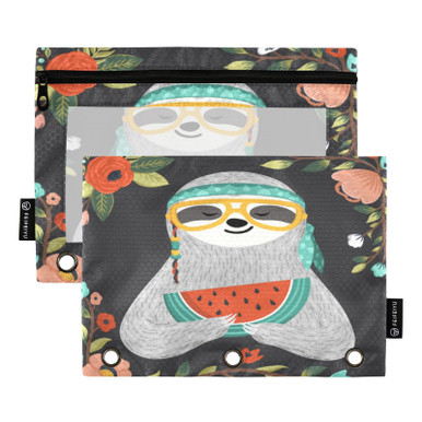 Caikeny Sloth Watermelon Binder Pouches Flowers File Folders Organizer ...