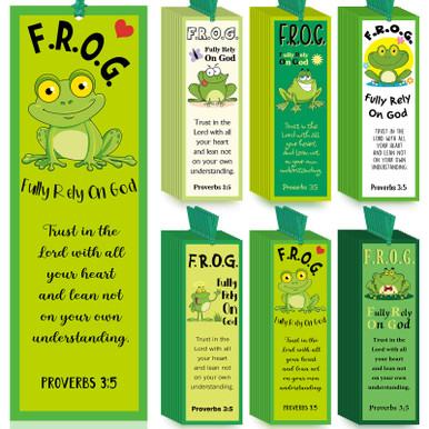 60 Pcs Fully Rely On God Frog Bookmarks Christmas F. R. O. G. Christian ...