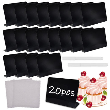20 Pack Mini Chalkboard Signs for Food - 4"x3" Black Tabletop ...