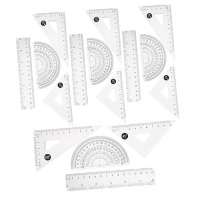 JEWEDECO 4 Sets Transparent 15cm Ruler Geometry Protractor Drawing ...