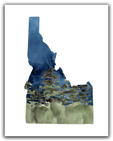 Idaho State Map Wall Art Print - 8x10 Silhouette Decor Print with ...