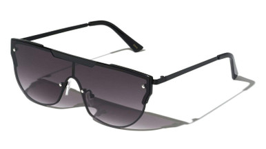 Elegant Luxury One Piece Floating Lens Shield Aviator Sunglasses (Black ...