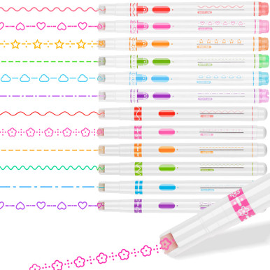 NiArt Roller Markers 12-Pack Curve Line Highlighter Pens with Scroll ...