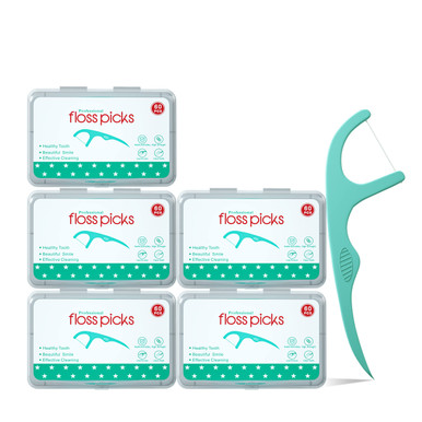 Dental Floss Picks, 5 Travel Floss Cases 300 Counts Dental Flossers ...