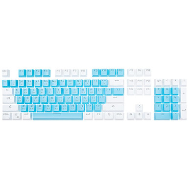 MarsHopper ABS Double Shot Keycaps Set - 104 Keys in White and Blue for ...