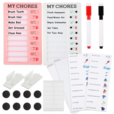 2pcs Checklist Board, Dry Erase Chore Chart for Kids Sliding Routine ...