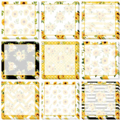 9 Pieces Sunflower Sticky Note Adhesive Cute Sunflower Memo Notes Self ...