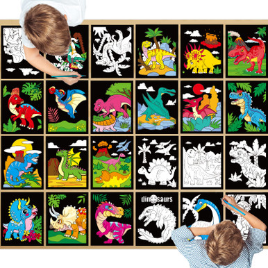 ZOIIWA 24pcs Dinosaur Coloring Posters for Adults Dinosaur Coloring ...