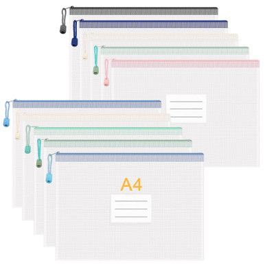 JIANTA Plastic Wallets A4, 10Pcs A4 Plastic Folders Zip Wallet, File ...