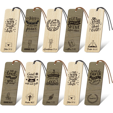 20 Pieces Religious Bookmarks Wooden Bible Verse Bookmark Christian ...
