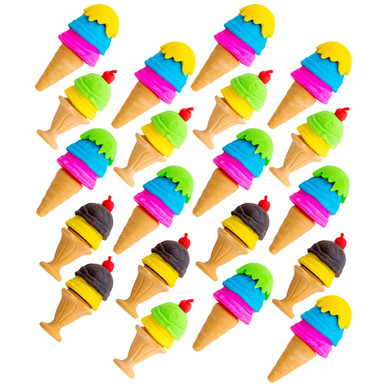 Toyvian 20Pcs Food Pencil Erasers Mini Ice Cream Cone Erasers Cartoon ...