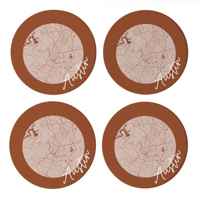Modern Minimalist Texas Austin Circle Map, Joyride Home Decor, 4 ...