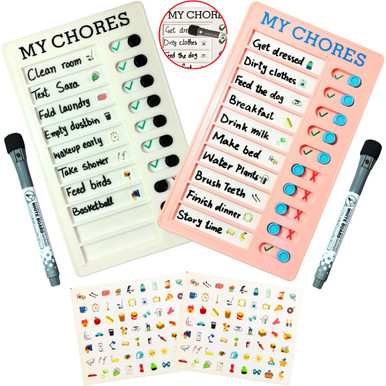 2 Pcs Dry-Erase Chore Chart for Kids Multiple Kids with 2-Erasable ...