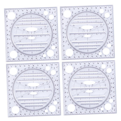 LALAFINA 4pcs Drawing Ruler Drawing Supplies Geometric Drafting ...