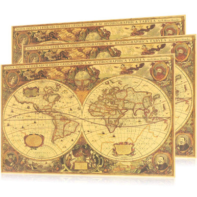 Retro World Map Poster 3pcs Vintage World Map, Retro World Map Posters ...