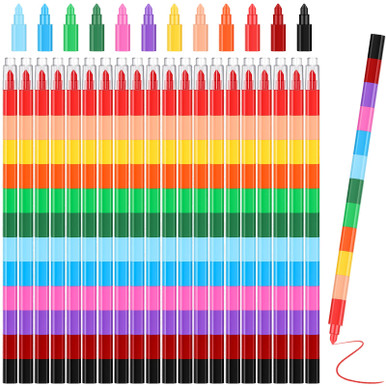Marspark 20 Pieces Rainbow Pencils Stackable Crayons for Kids Stacking ...
