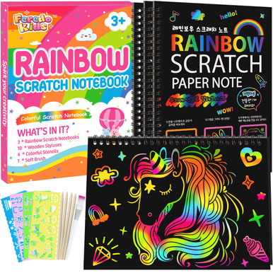 FEREDO KIDS Rainbow Scratch Notebook Drawing Paper - Black Scratch Off ...