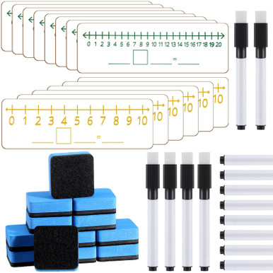 12 Pack 4 x 12 Inch Double Sided Dry Erase Number Line Board with 12 ...
