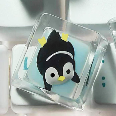 Cute Penguin Anime Keycaps,Blue Ocean Custom Keycaps, Clear Resin ...