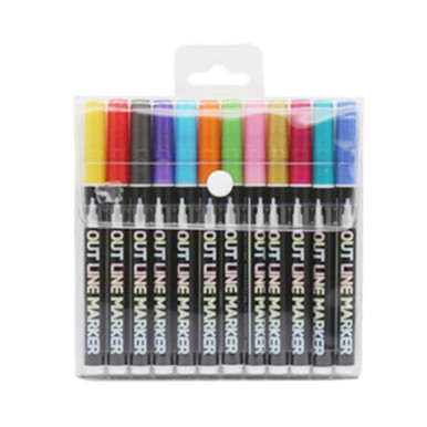 8/12/20 Colors Metallic Outline Markers Double Line Outline Pen Glitter ...