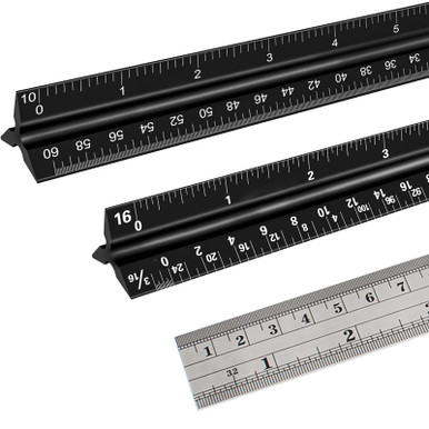 3 Pack 12 Inch Architectural and Engineering Scale Ruler Set, Laser ...