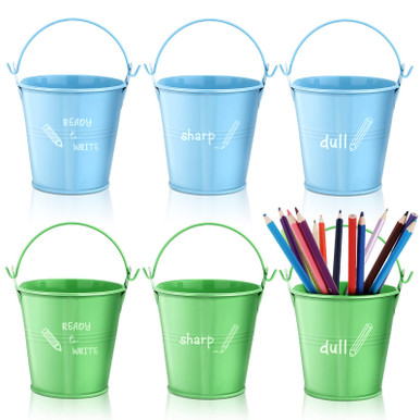 WILLBOND 6 Pack Mini Metal Buckets with Handles Small Pails Pencil ...