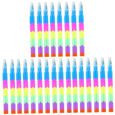 SAFIGLE 24 Pcs 6 Child Color Pen Crayons Block Crayons 6 Colors Kids ...