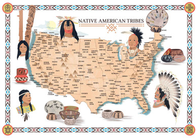 Riley Creative Solutions Native American Indian Tribe Map USA Gifts for ...