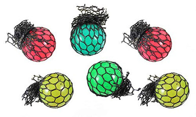 Set of 6 - Tiny 1.5" Mesh Balls - Squishy Fidget Ball with Web Netting ...