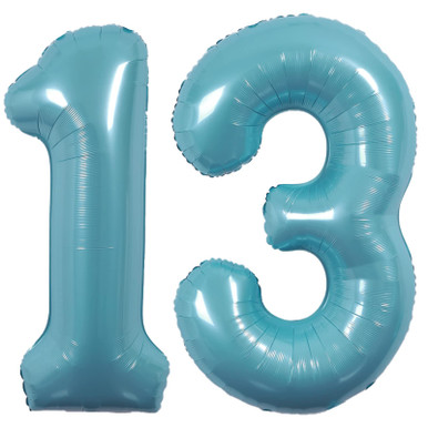 40 Inch Giant Macaron Blue Number 13 Balloon, Helium Mylar Foil Number ...