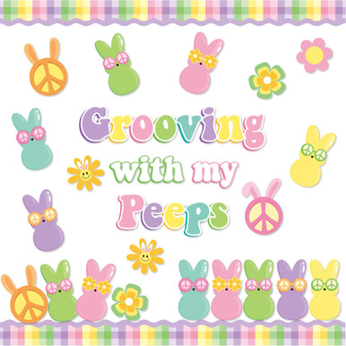 Yopyame 80PCS Easter Retro Grooving with My Peeps Bulletin Board Set ...