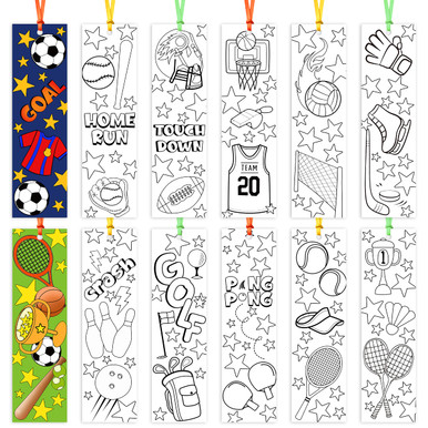 75Pcs Sports Ball Color Your Own Bookmarks for Kids Basketball Softball ...