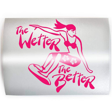 WETTER IS BETTER FEMALE Surfer - PICK COLOR & SIZE - Ocean Wave Vinyl ...