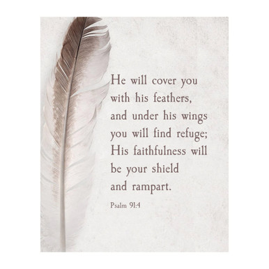 He Will Cover You With His Feathers - Bible Verse Wall Art Scripture ...
