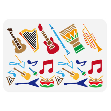 FINGERINSPIRE Music Stencil 8.3x11.7inch Reusable Musical Instruments ...