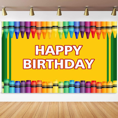 Crayon Theme Happy Birthday Backdrop Colorful Crayon Birthday ...