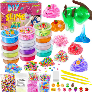 12 Cups DIY Slime Kit, Slime Making Kit for Girls 10-12, Crystal Clear ...
