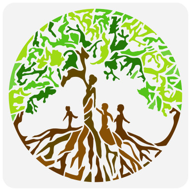 FINGERINSPIRE Mother Children & Tree of Life Stencil 11.8x11.8inch ...