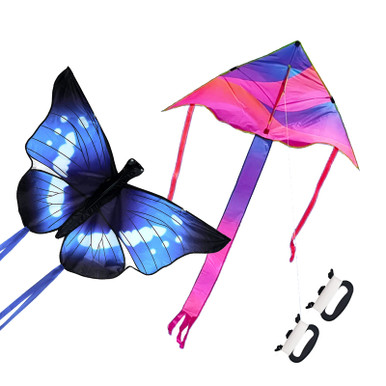 Kaidenic 2 Pack Kites Rainbow Delta Kite and Blue Butterfly Kite with ...