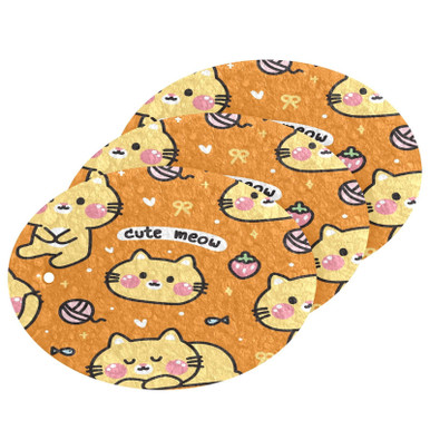 KOCOART Dish Sponges Kitchen Cute Cat Meow Strawberry Scrub Sponge ...