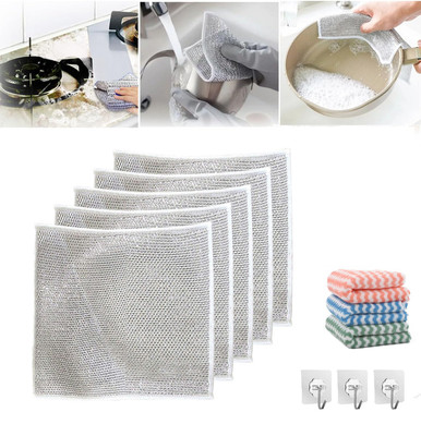 KUSW Multipurpose Wire Miracle Cleaning Cloths, Opentoz Double Scrubber ...