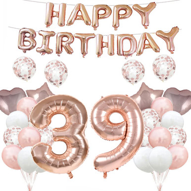 39th Birthday Balloon 39th Birthday Decorations Rose Gold 39 Balloons ...