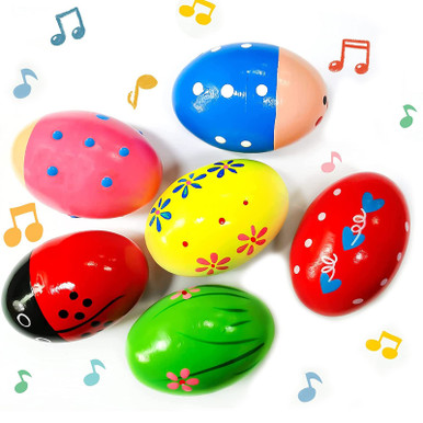 MEMOVAN Egg Shakers 6pcs Wooden Egg Shakers Maracas for Kids, Easter ...