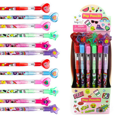 TINYMILLS 24 Pcs Fashion Emoji Multi Point Stackable Pencilwith Eraser ...