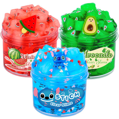 Clear Slime Crunchy Crytal Slime Kit, Jelly Cubes Blue Clear Slime Pink ...