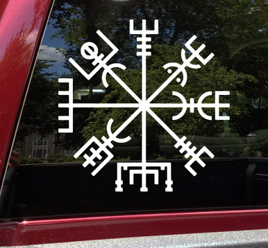 Red - Viking Compass Vinyl Decal V2 - Norse Vegvisir Magic Rune Pagan ...