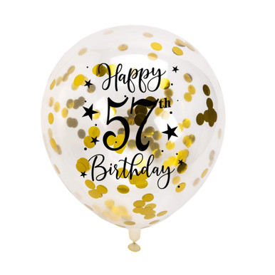 Gold 57th Confetti Latex Balloons, Woman or Man Happy 57 Years Birthday ...